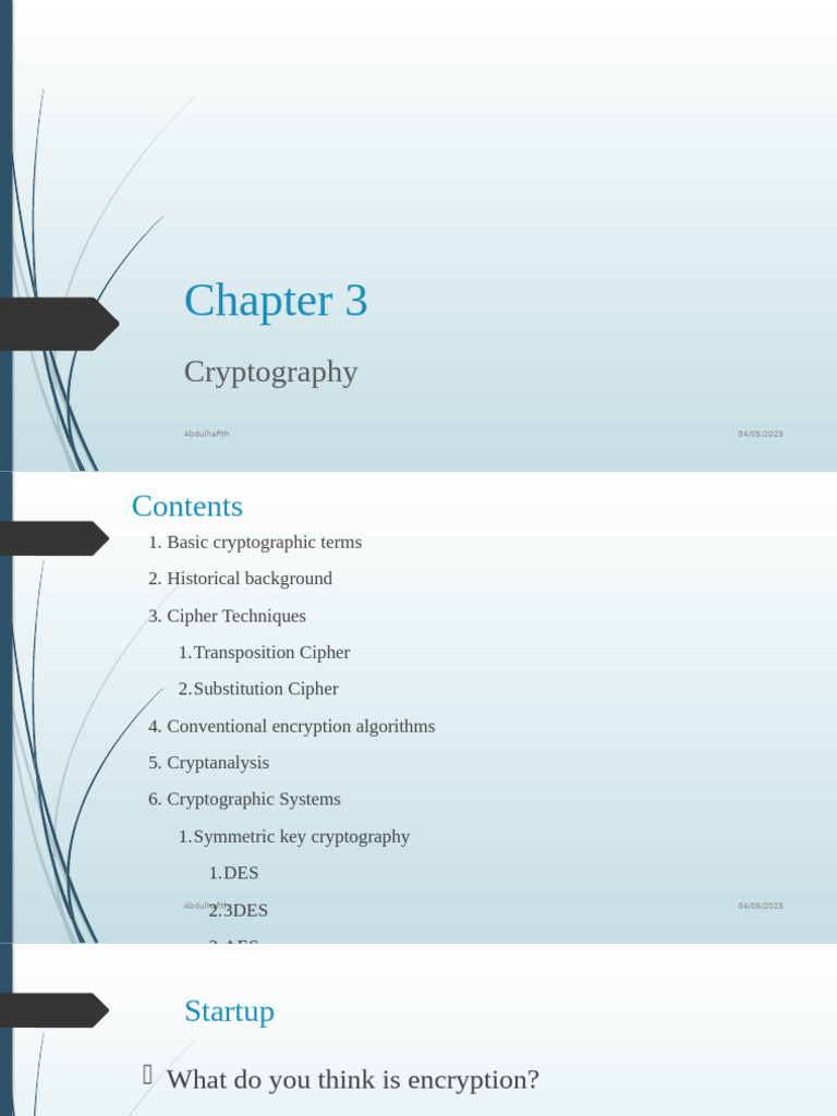 Chapter 3 Cryptography | PDF | Cryptography | Encryption