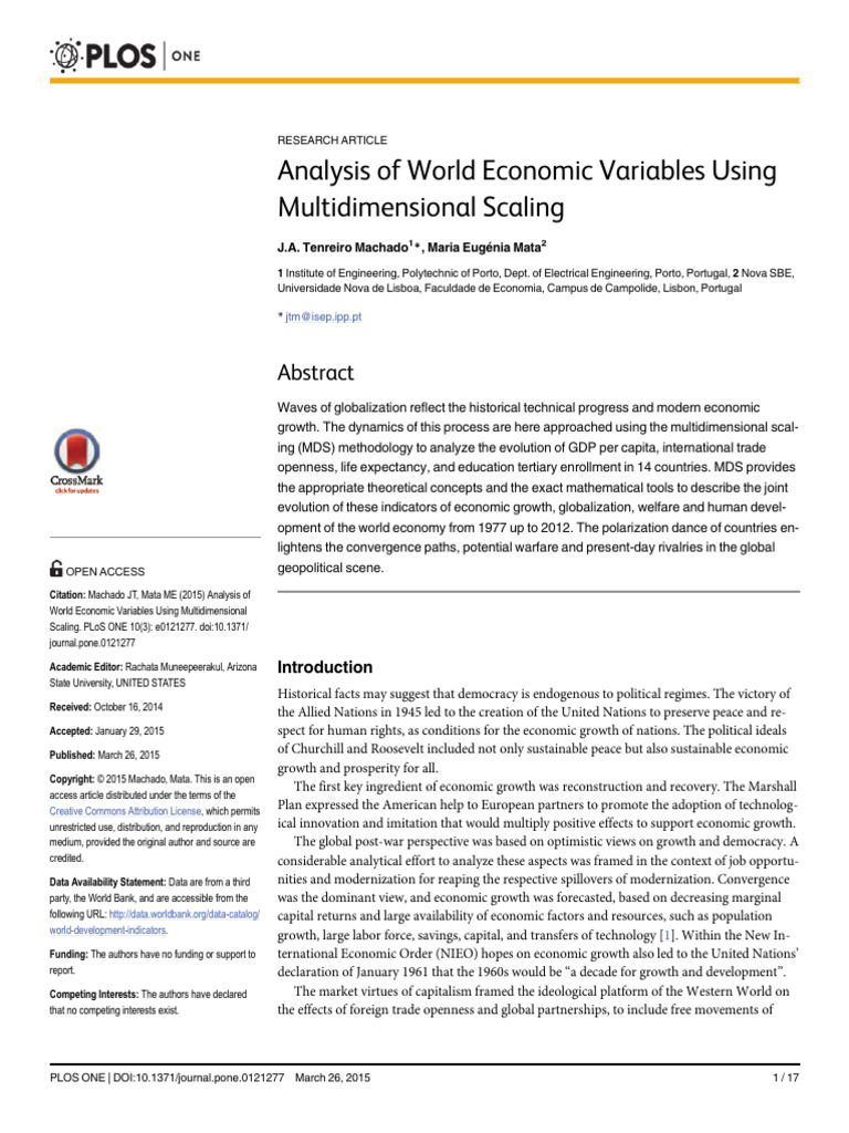 Analysis of World Economic Variables Using Multidimensional Scaling ...