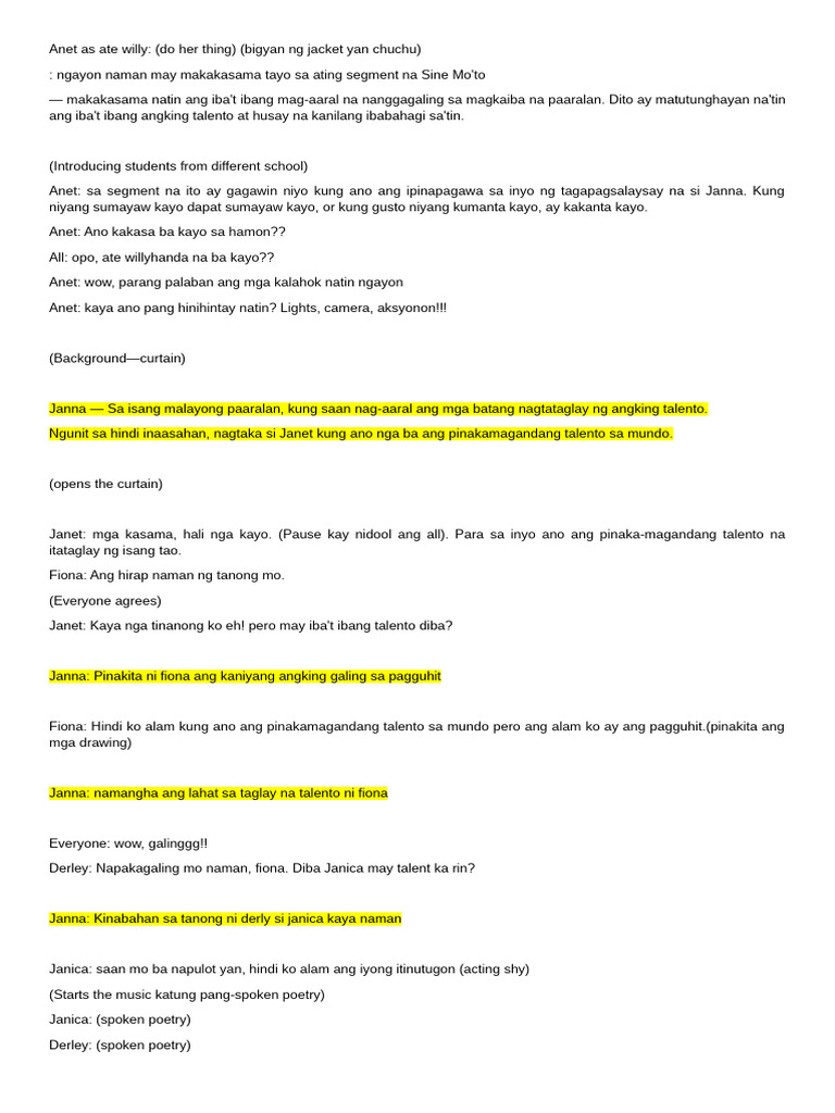 Script (Variety Show) | PDF