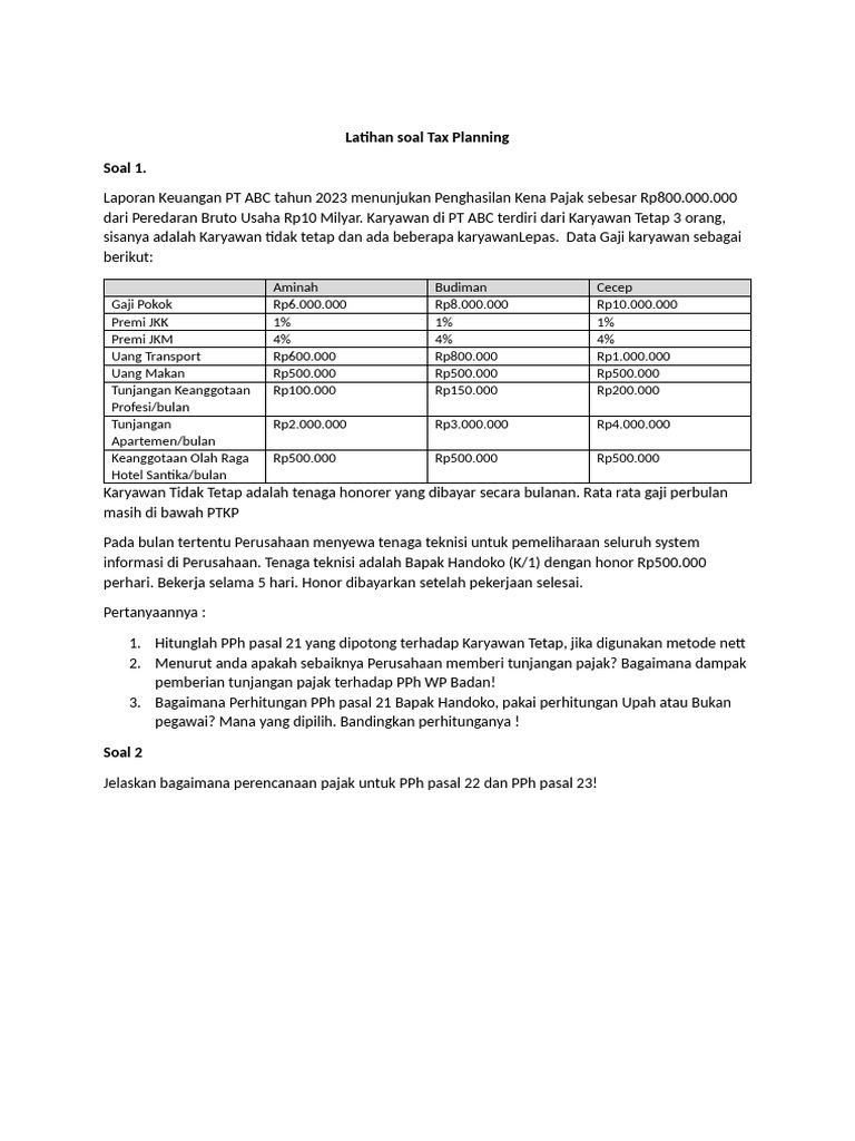 Latihan Soal Pertemuan 9 | PDF