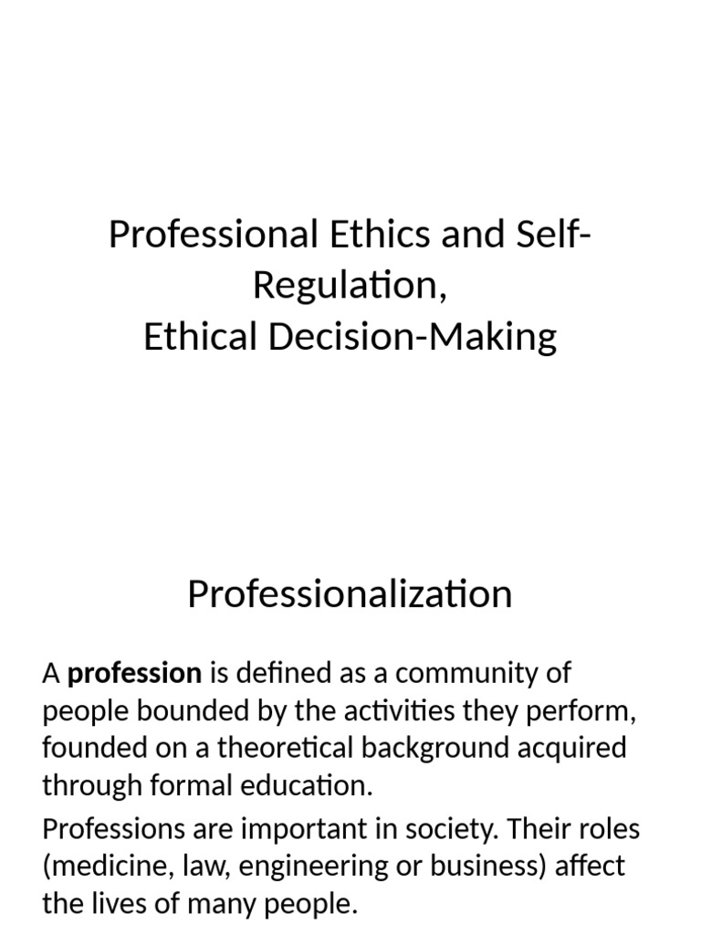 Professional Ethics and Self-Regulation Guide | PDF | Profession ...