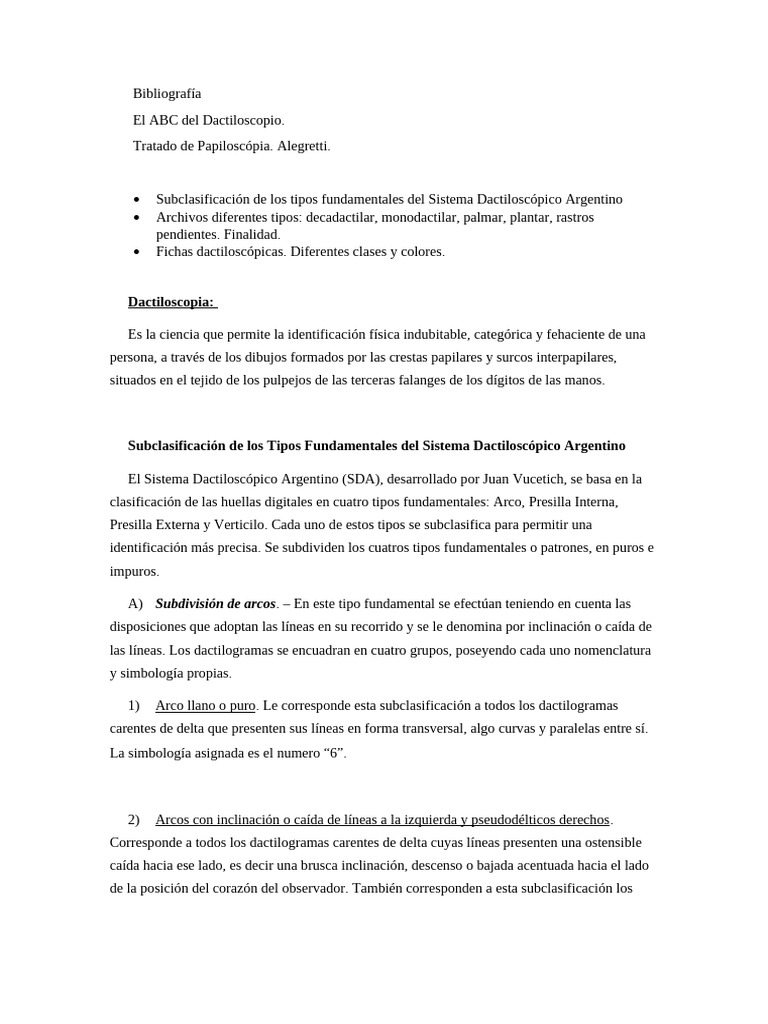 Tipos Fundamentales en Dactiloscopia | PDF | Huella dactilar | Biometría
