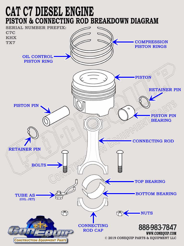 Cat c7 Piston Con Rod Breakdown Diagram | PDF