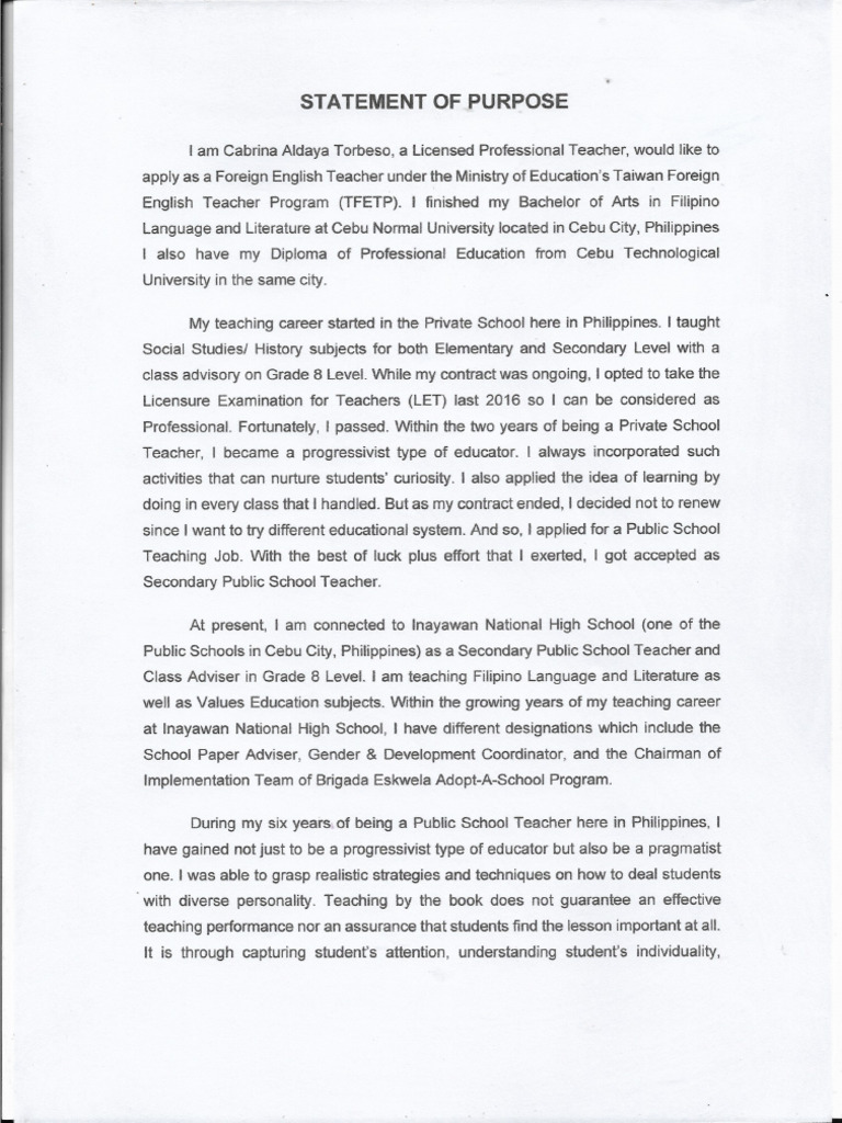 Statement of Purpose | PDF
