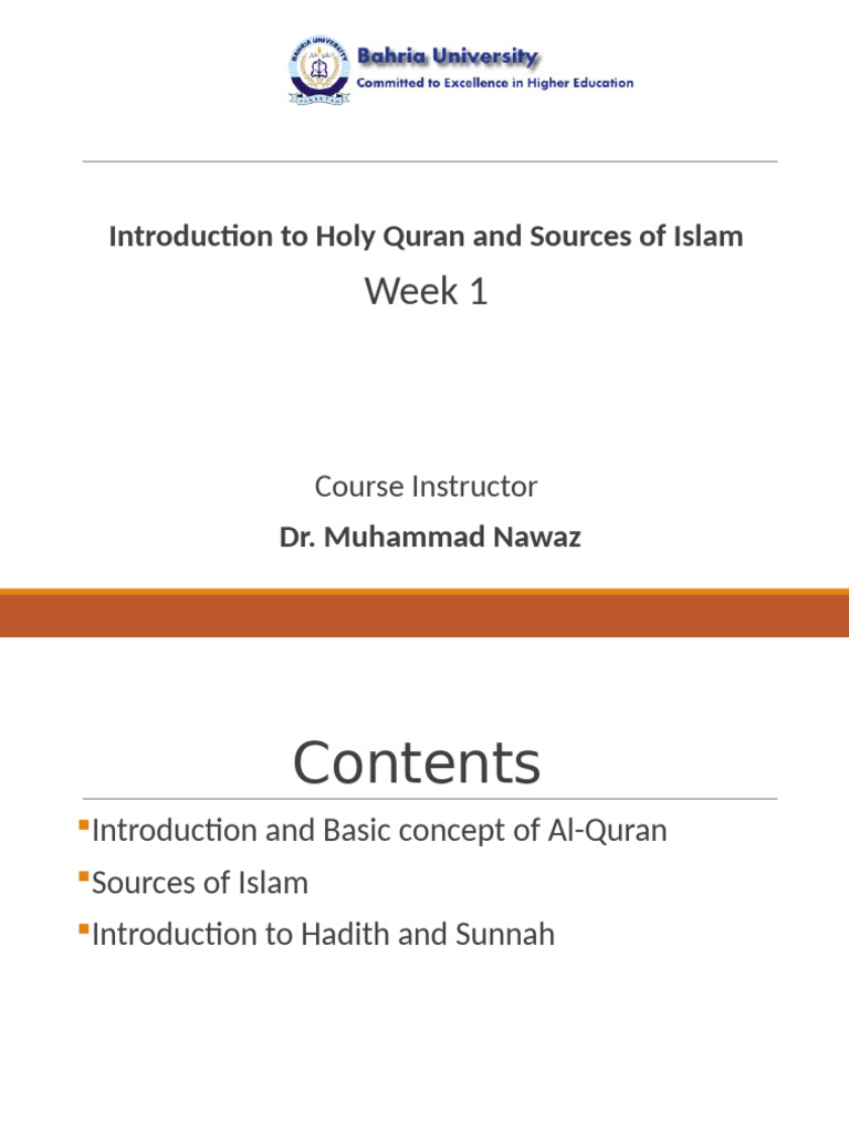 Week 1 Introduction To Sources of Islam 12092024 100801am 21022025 ...