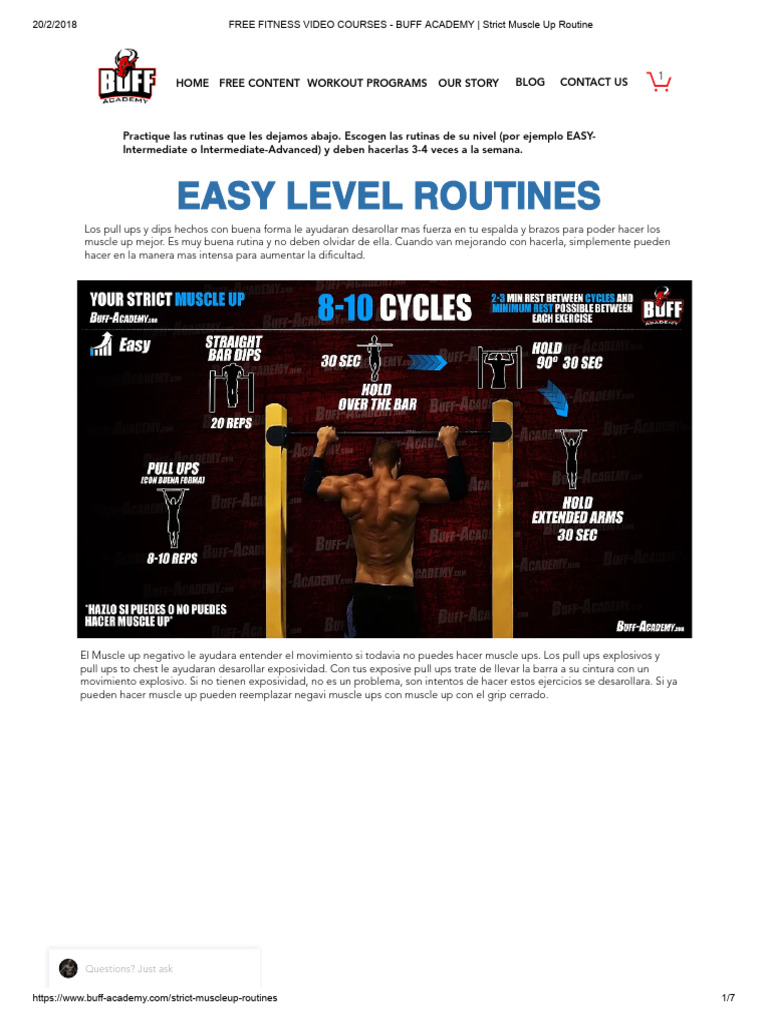 Free Fitness Video Courses - Buff Academy - Strict Muscle Up Routine ...