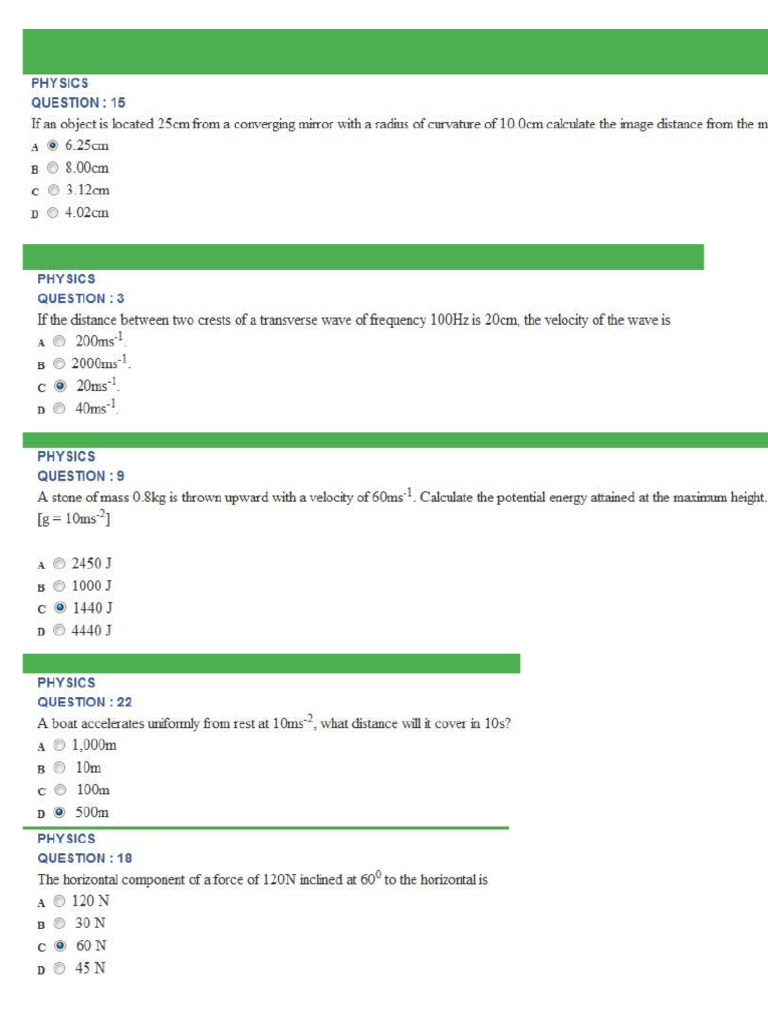 Phy 103 Practice Exercise | PDF