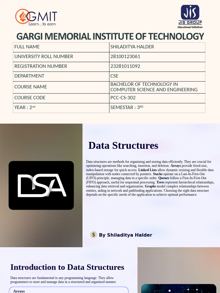 PCC Cs 301 - Shiladitya Halder | PDF | Queue (Abstract Data Type) | Algorithms And Data Structures