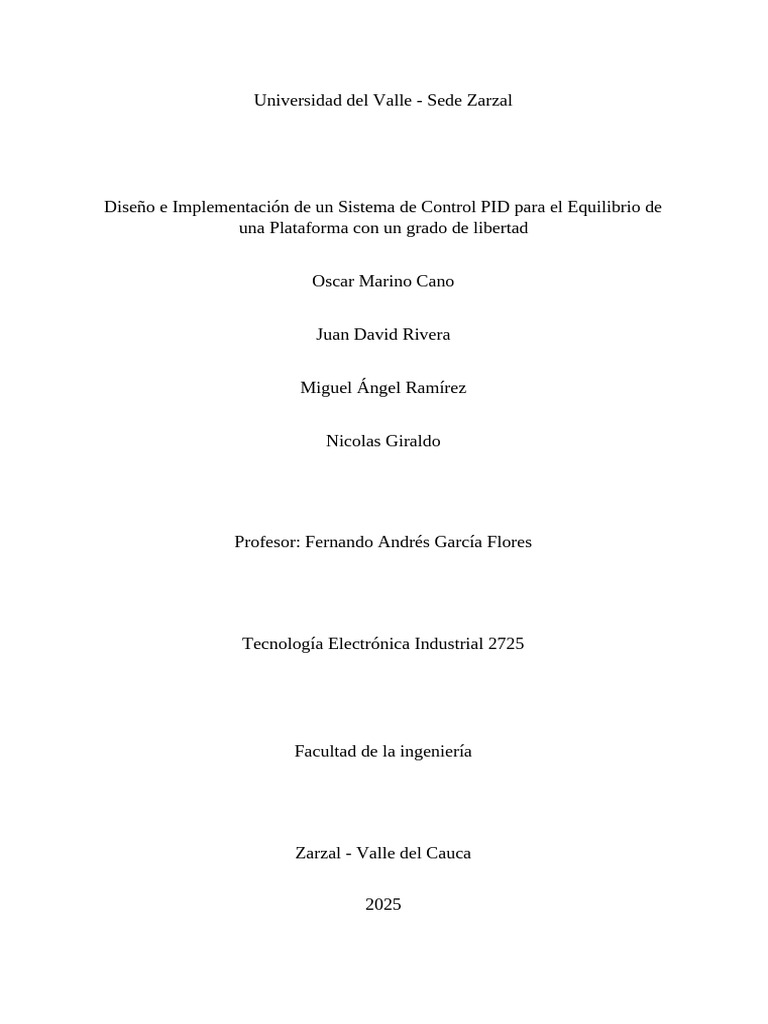 Proyecto PID 2025 | PDF | Sistema Integrado | Sistema de control