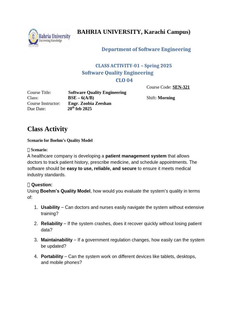 Class Activity 24022025 032508pm | PDF | Usability | Reliability Engineering