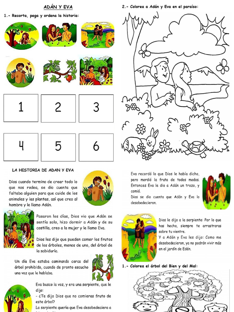Ficha de Religión Adán y Eva | PDF