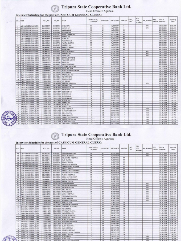 Interview Schedule CCGC | PDF