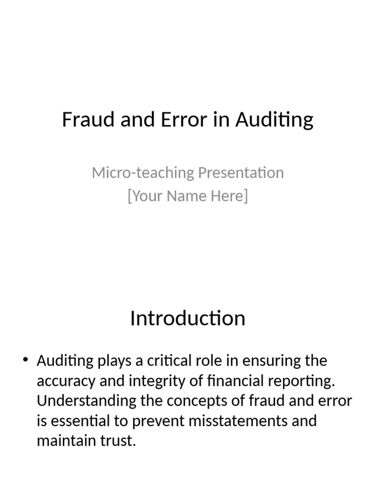 Understanding Fraud and Error in Auditing | PDF