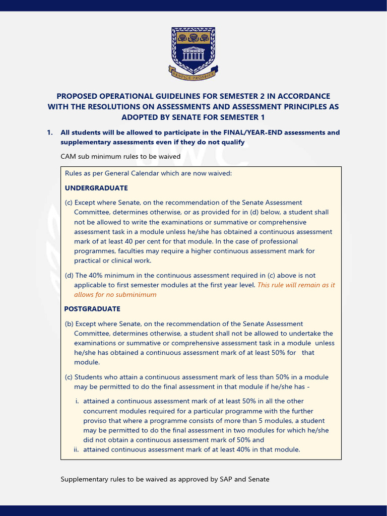 Revised Assessment Rules For Semester 2 2020 | PDF | Postgraduate ...
