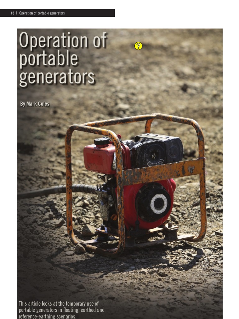 Operation of Portable Generators - IET Wiring Guide | PDF | Electric ...