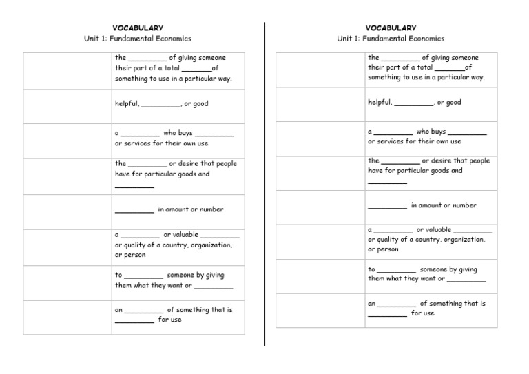 Fundamental Economics Vocabulary Guide | PDF