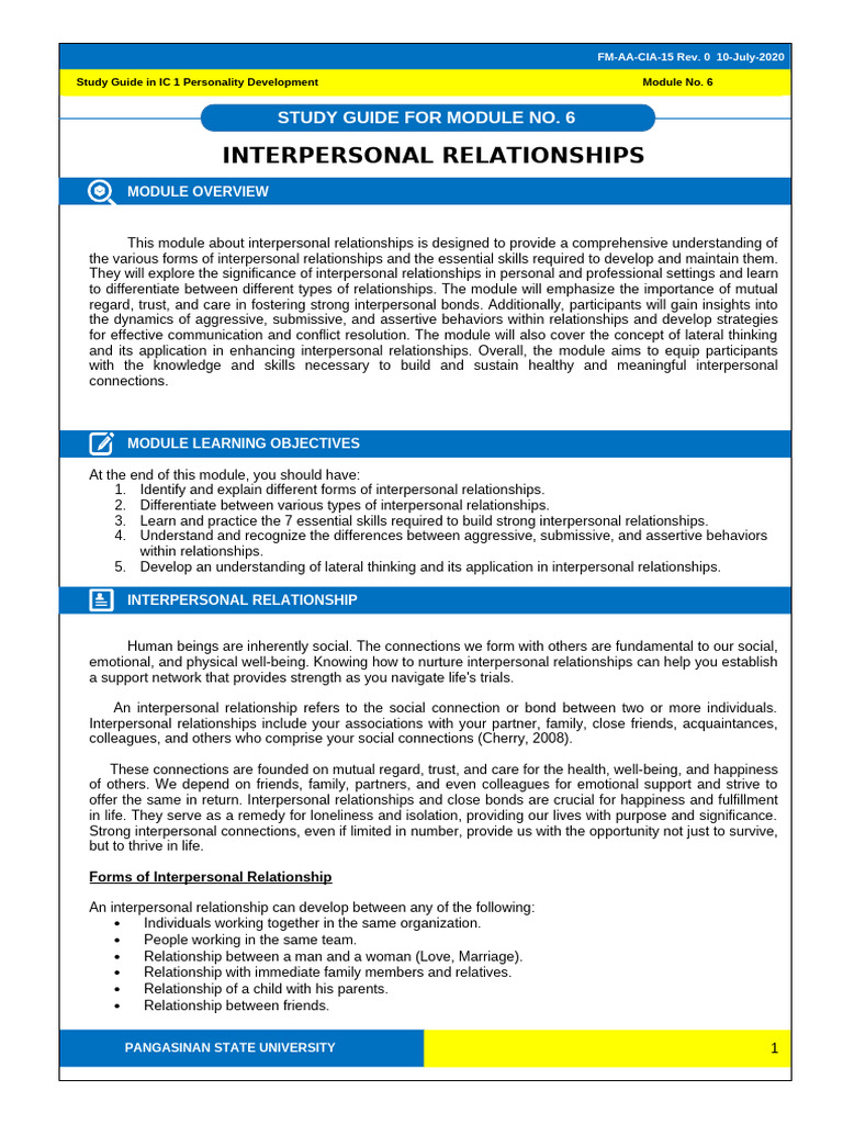 Ic 1 - Module 6 Written Report | PDF | Love | Interpersonal Relationships