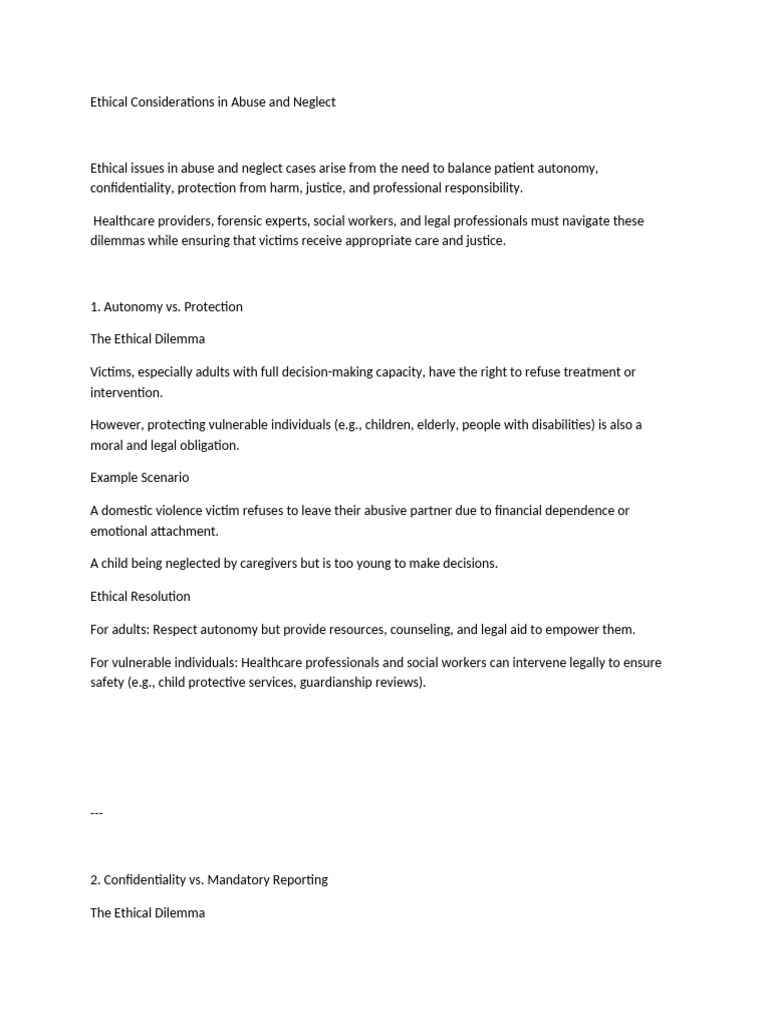 Ethical Considerations in Neglect and Abuse | PDF | Child Abuse | Informed Consent