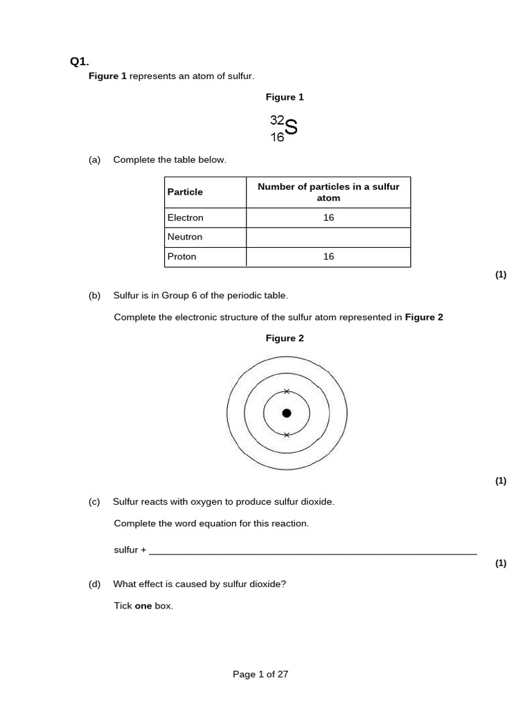 simple atomic structure exam questions | PDF | Atoms | Periodic Table