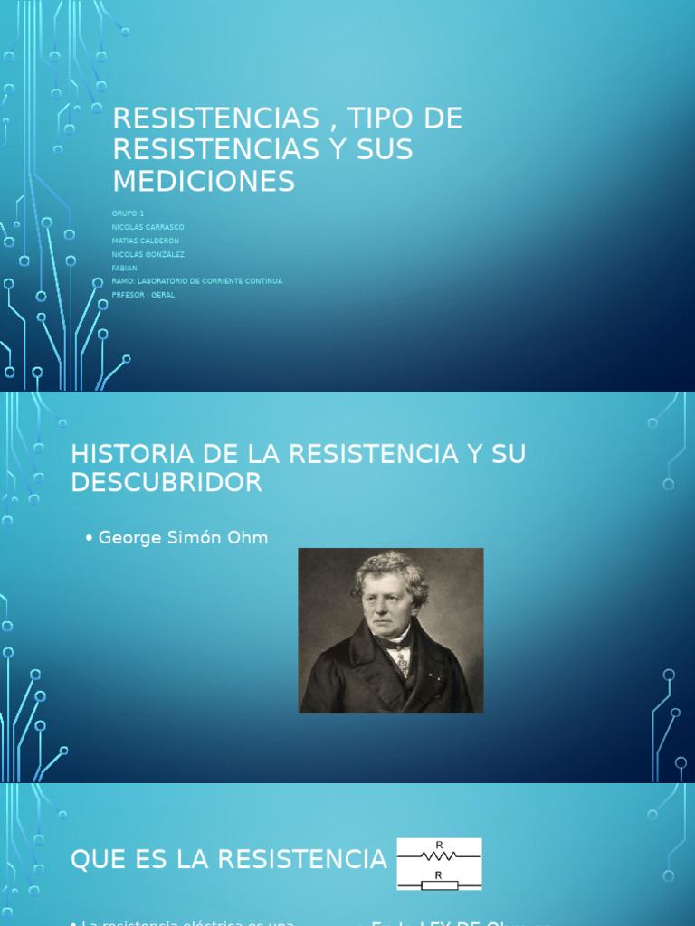 Resistencias , tipo de resistencias y sus mediciones[1] | PDF | Resistencia Eléctrica y ...