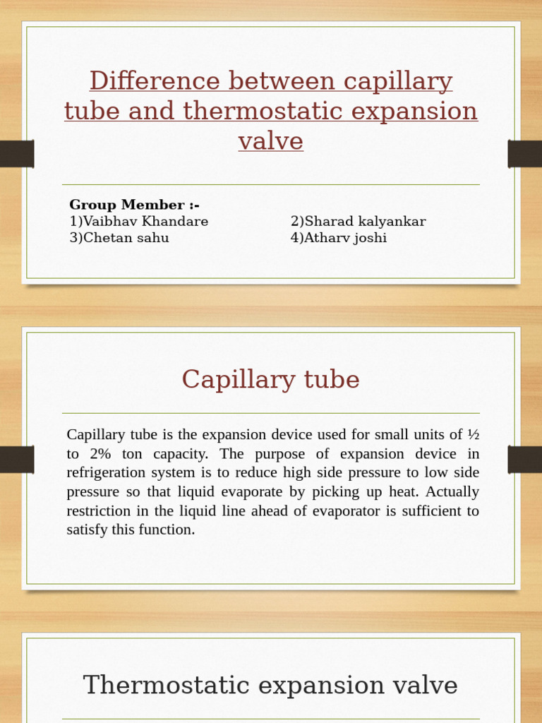 Difference Between Capillary Tube and Thermostatic Expansion Valve | PDF
