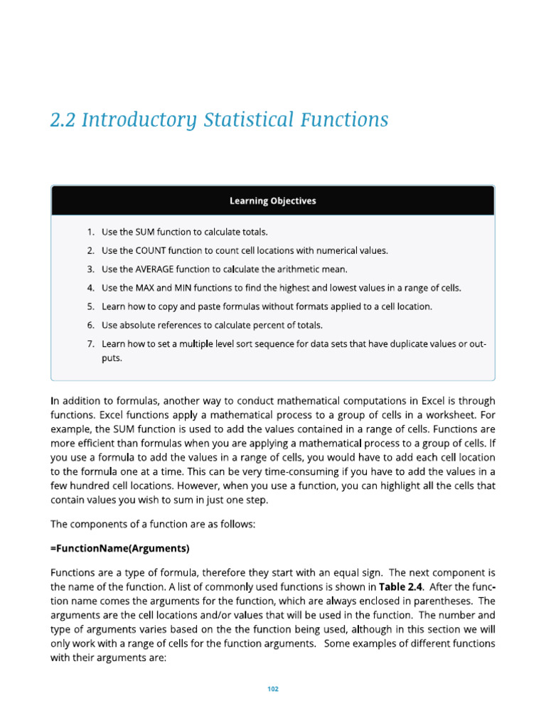 Introductory To Statistical Functions | PDF
