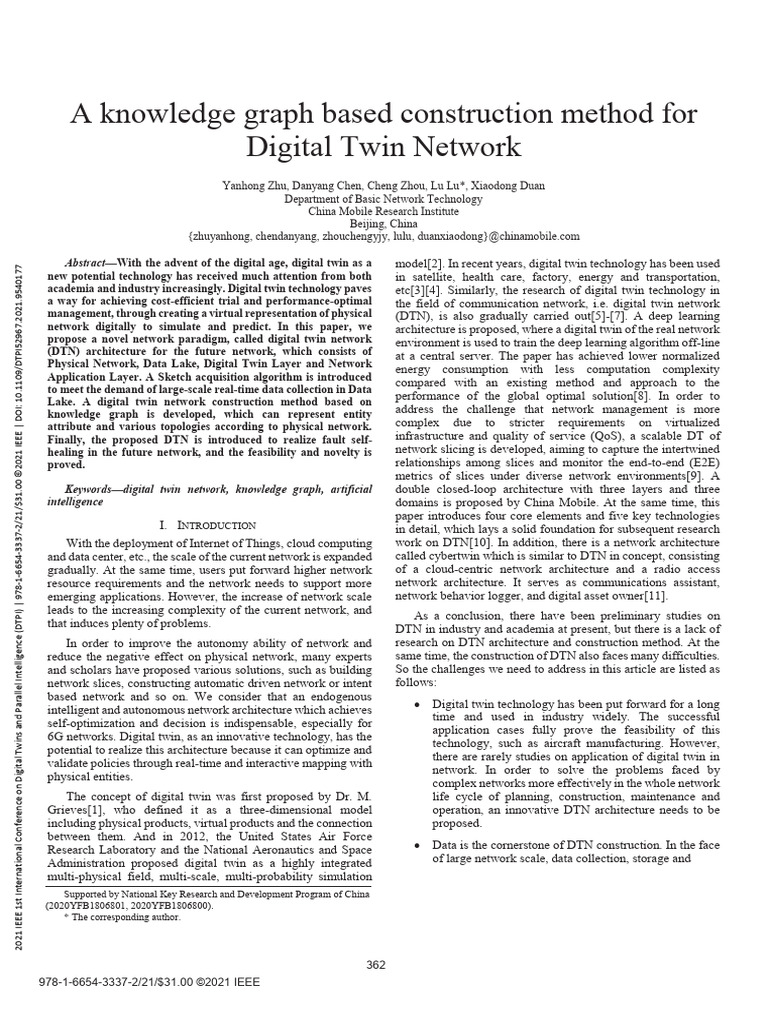 A Knowledge Graph Based Construction Method For Digital Twin Network | PDF | Computer Network ...