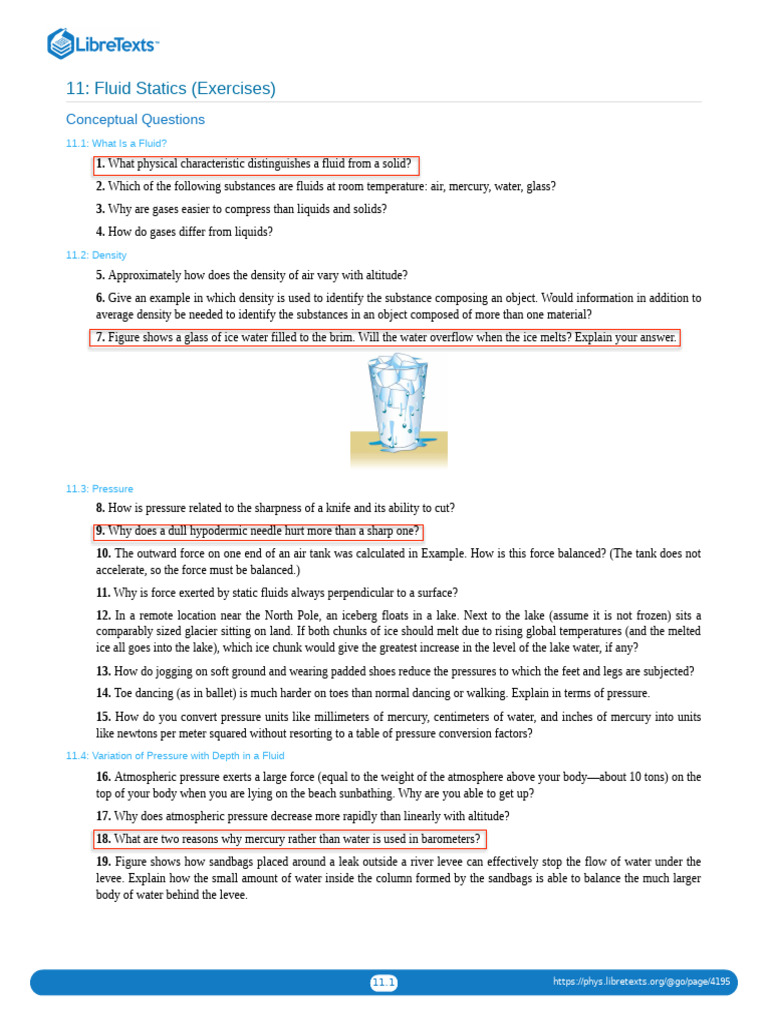 Fluid - Statics - (Exercises) | PDF | Buoyancy | Pressure
