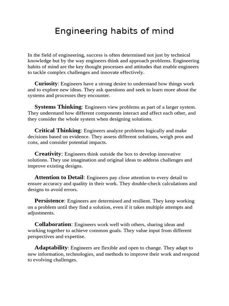 Engineering Habits of Mind | PDF