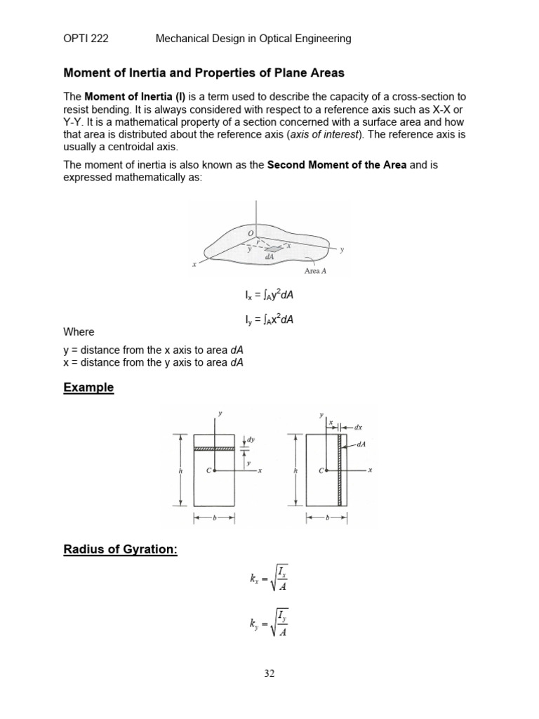 Moment of Inertia Formula | PDF | Area | Physical Quantities