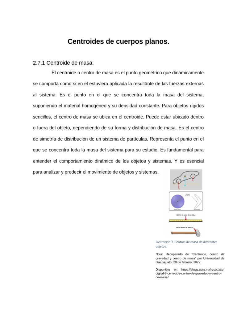 Centroides de Cuerpos Planos | PDF | Centro de masa | Masa