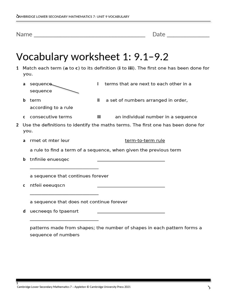 Unit 9 Worksheet 1 9.1-9.2 | PDF