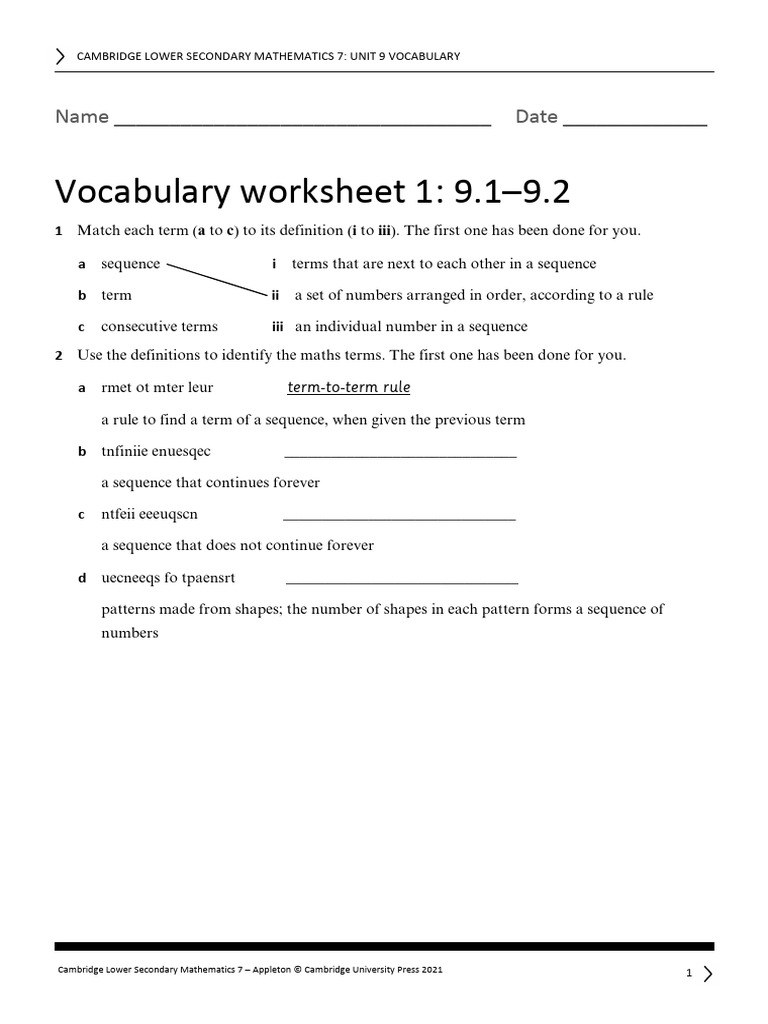 Unit 9 Worksheet 1 9.1-9.2 | PDF