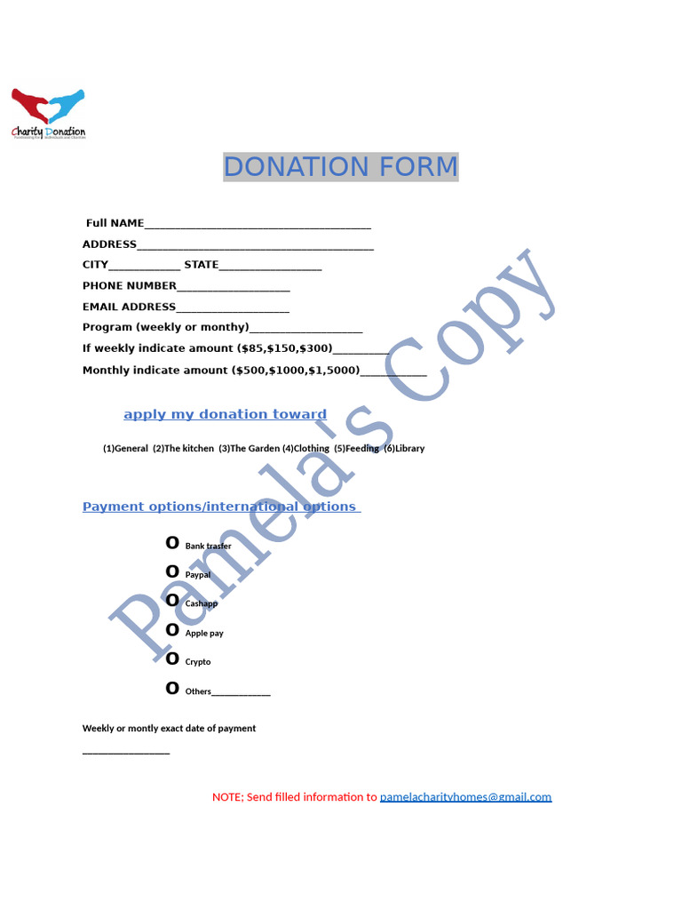 Donation Form for Charity Support | PDF