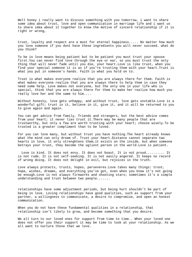 Trust Work | PDF | Love