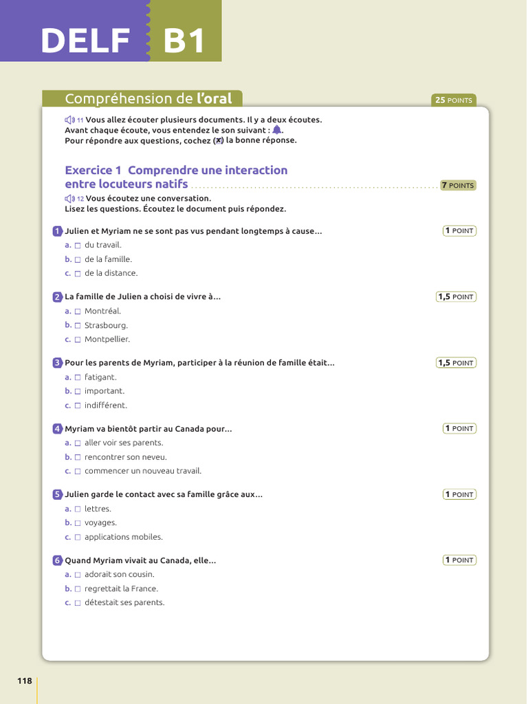 Examen DELF B1 : Compréhension orale et écrite | PDF | Technologies de ...