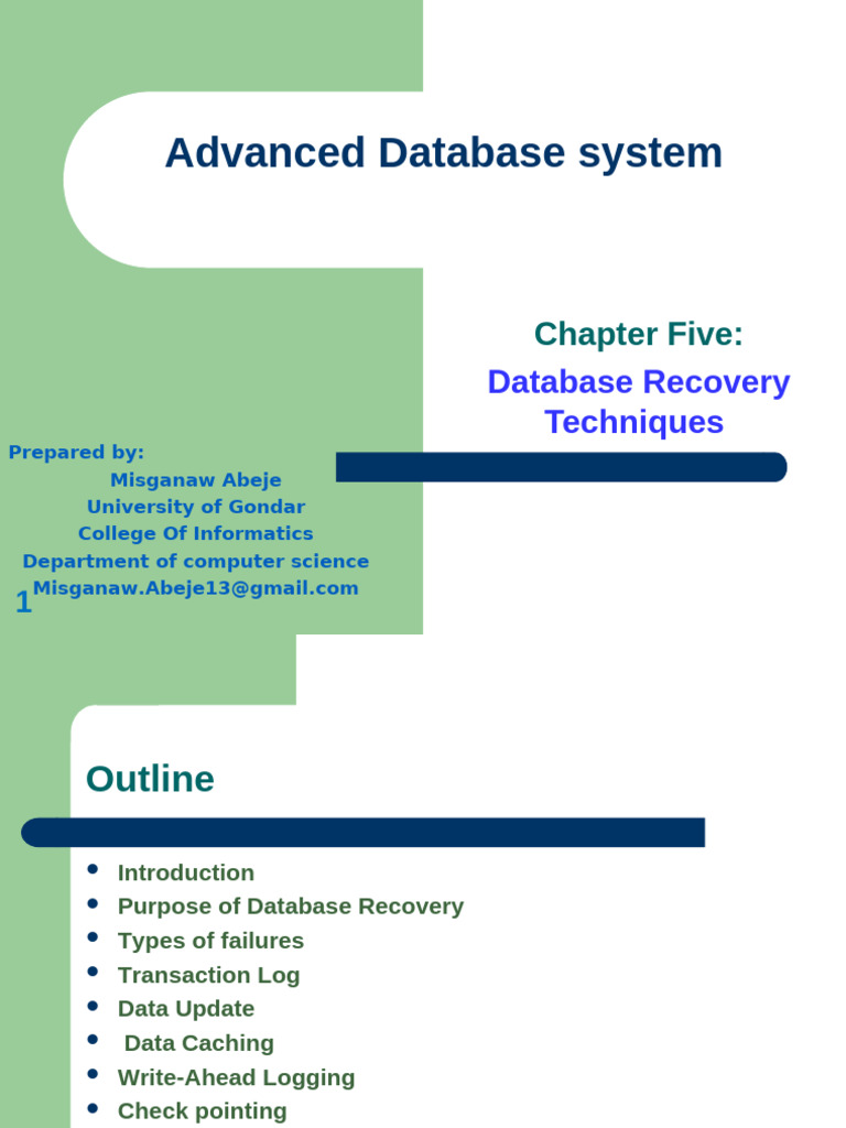 Chapter -5-Database Recovery Techniques | PDF | Database Transaction | Computer Engineering