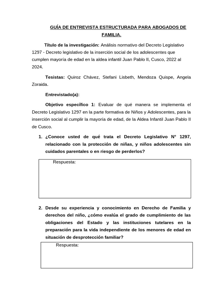 Guía de Entrevista Estructurada | PDF