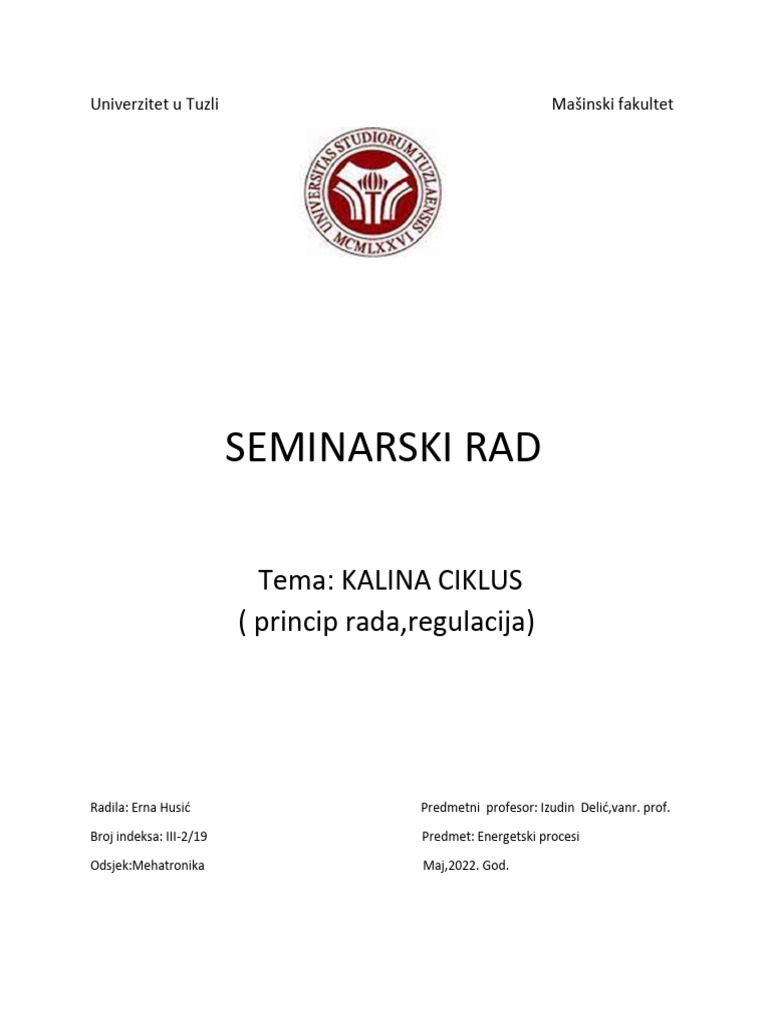 Kalina Ciklus Seminarski Rad | PDF