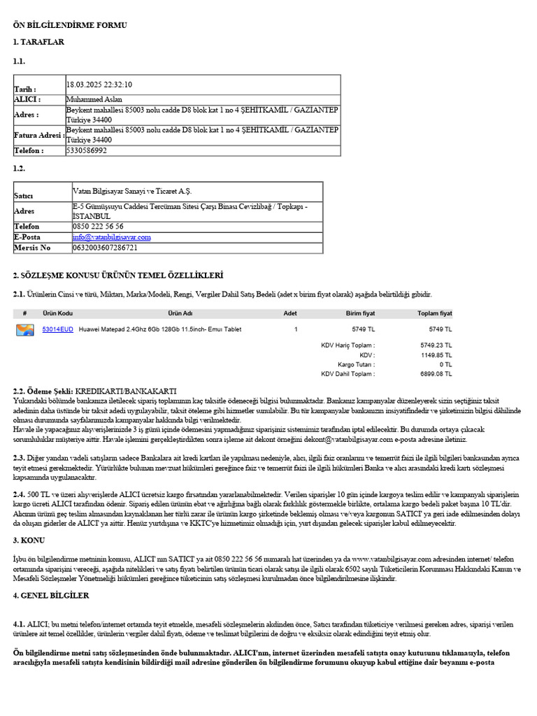 ÖnBilgilendirme Formu | PDF