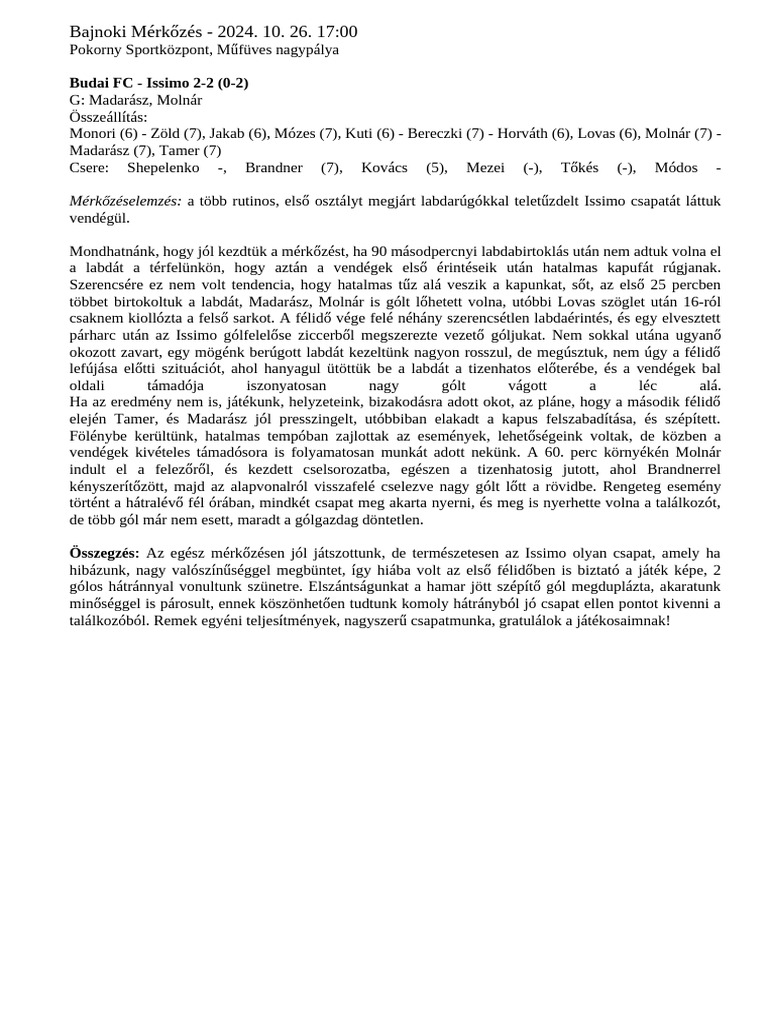 Budai FC - Issimo | PDF