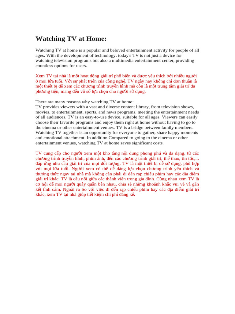 Watching TV at Home | PDF