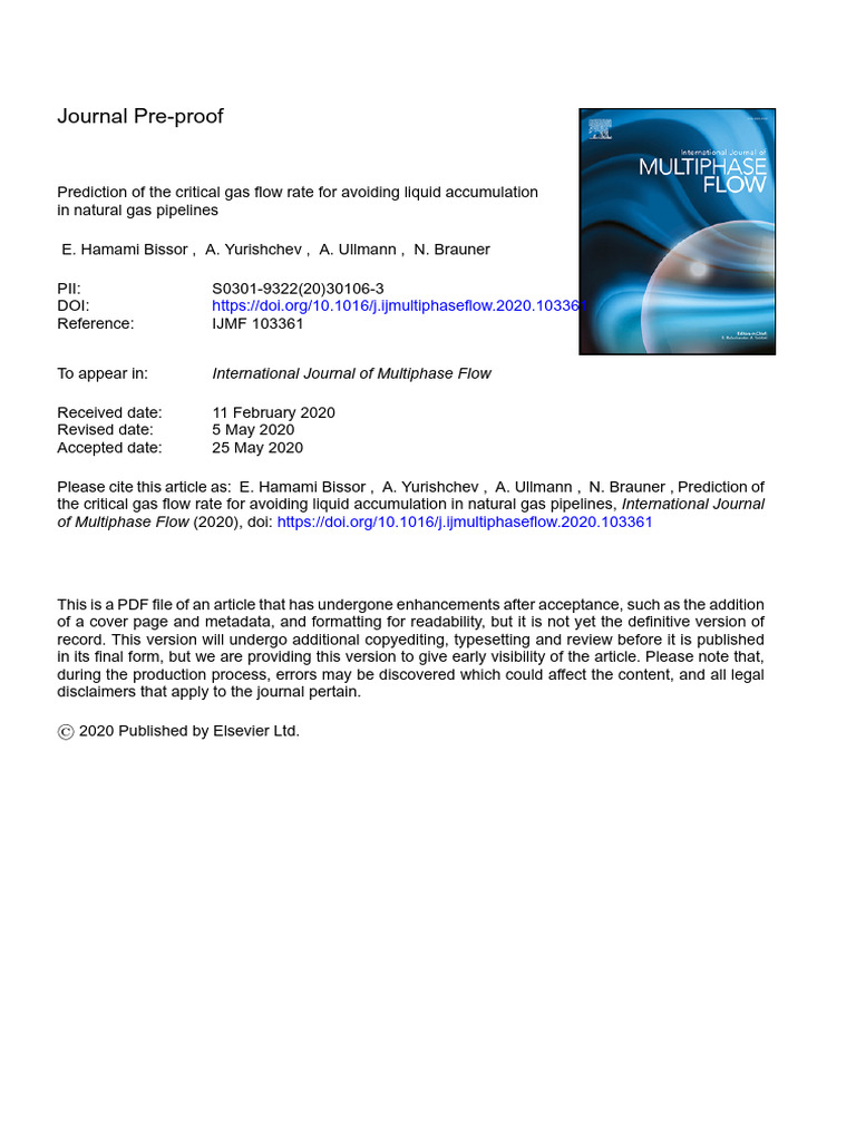 Critical Gas Flow Rate in Pipelines | PDF | Liquids | Flow Measurement