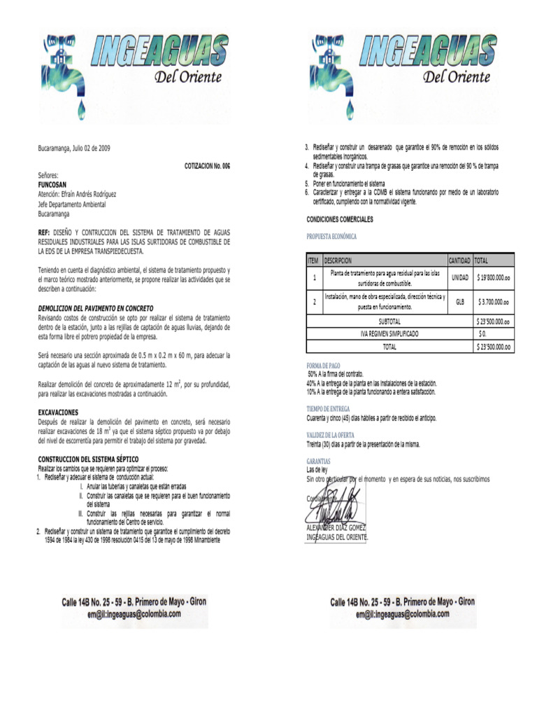 Cotizacion Digital 06 Trnapiedecuesta Ptar Islas Surtidoras | PDF