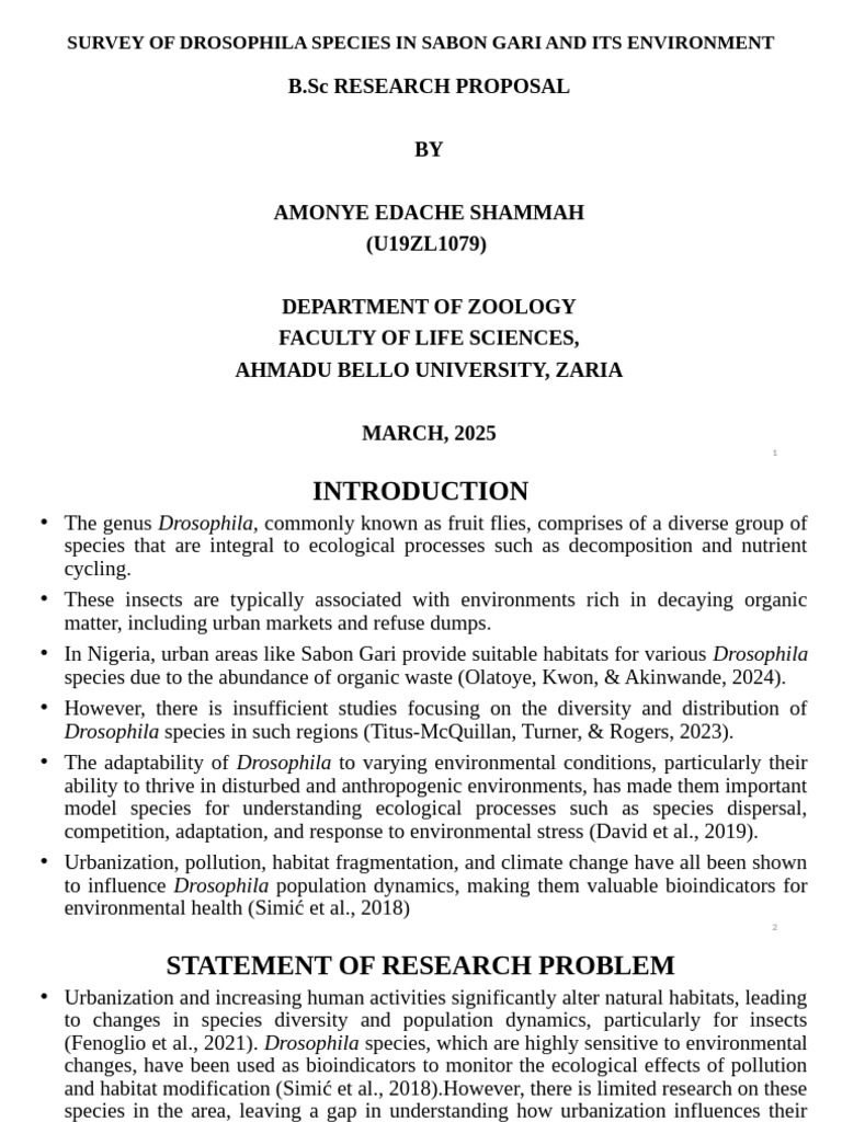 Amonye Edache Shammah Proposal | PDF | Habitat | Ecology