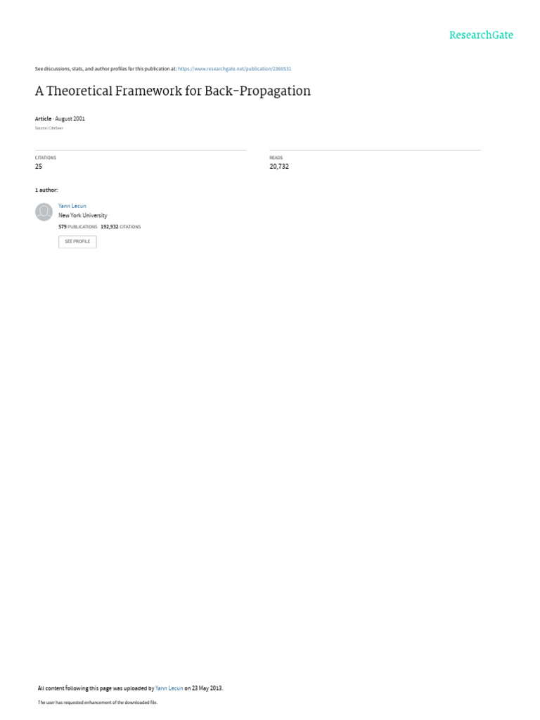 A Theoretical Framework For Back-Propagation (2001) | PDF