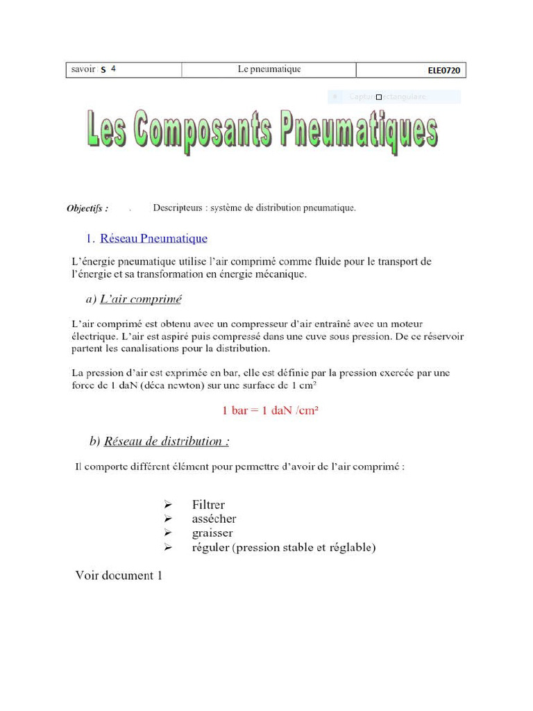Les Composants Pneumatique | PDF