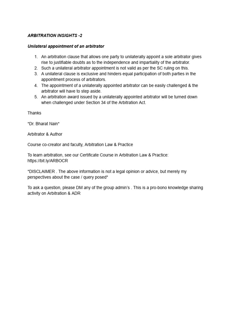 Arbitration Insights - 2 | PDF