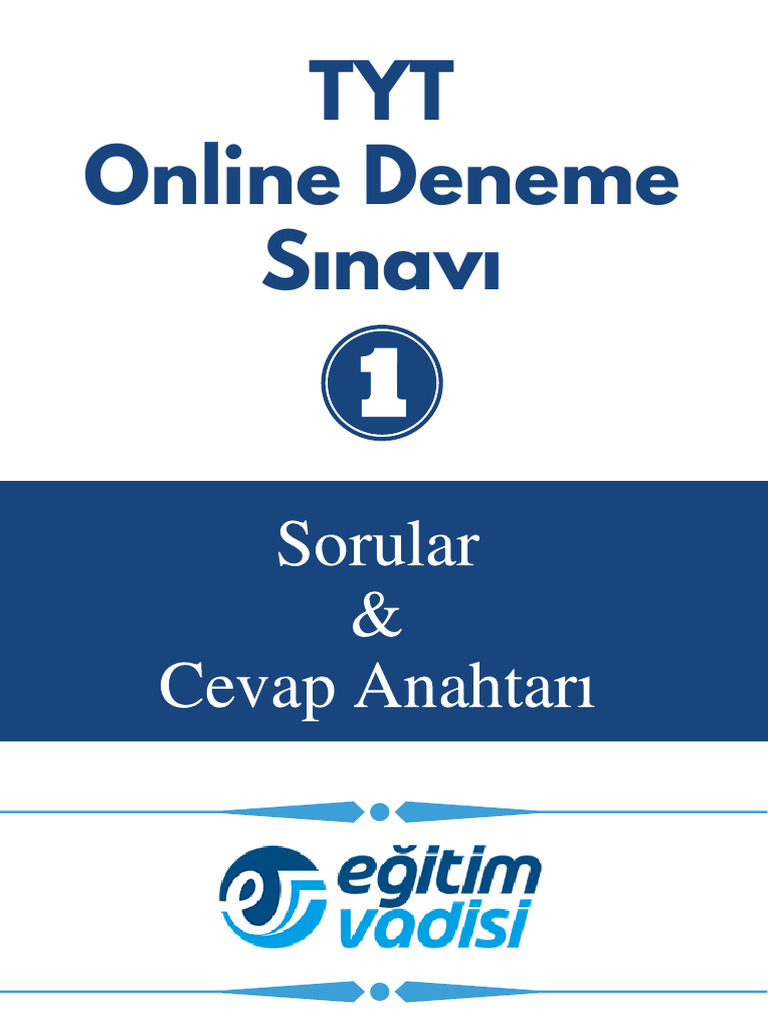 TYT Online Deneme Sinavi 1 Sorular Cevap Anahtari 27 28 29 Mart Uygulama Tarihli Sinav | PDF