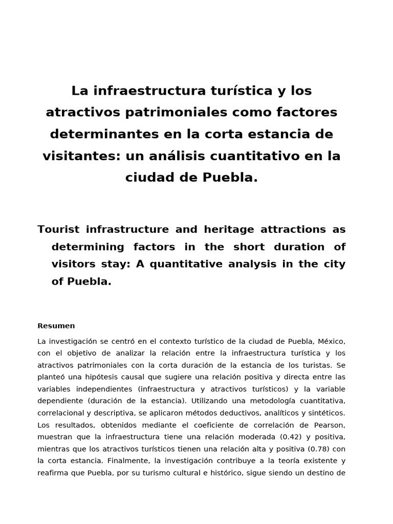 La Infraestructura Turística y Los Atractivos Patrimoniales Como ...